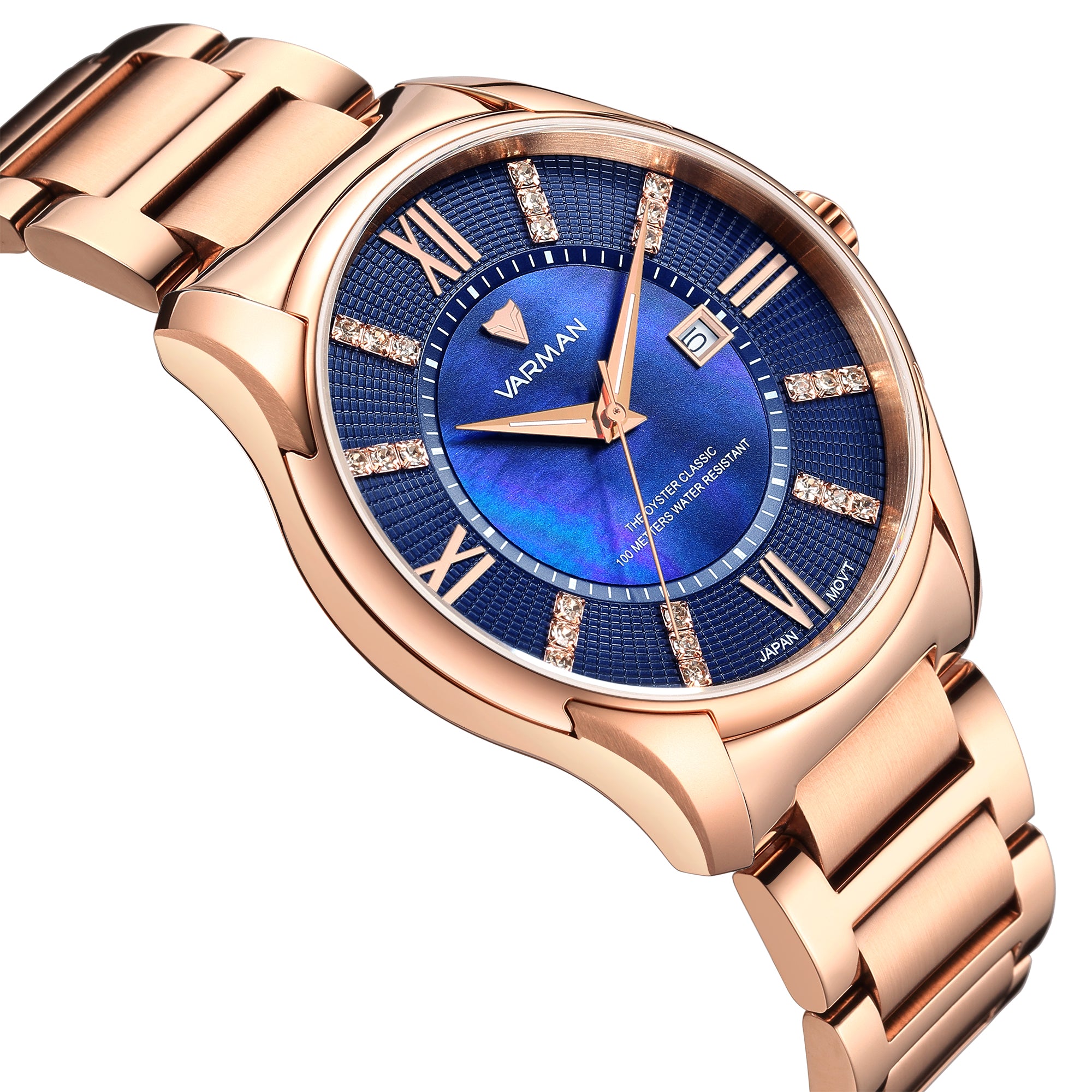 Varman The Oyster Blue RoseGold Steel – VarmanWatches